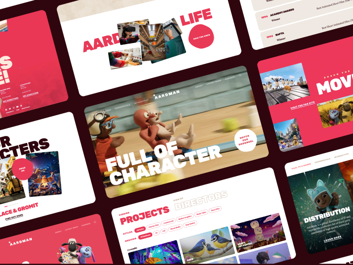 Aardman website re-design and build